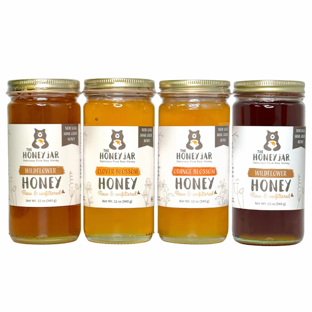 12 oz Honey Sample Pack- Clover, Wildflower, Light Wildflower, and ...